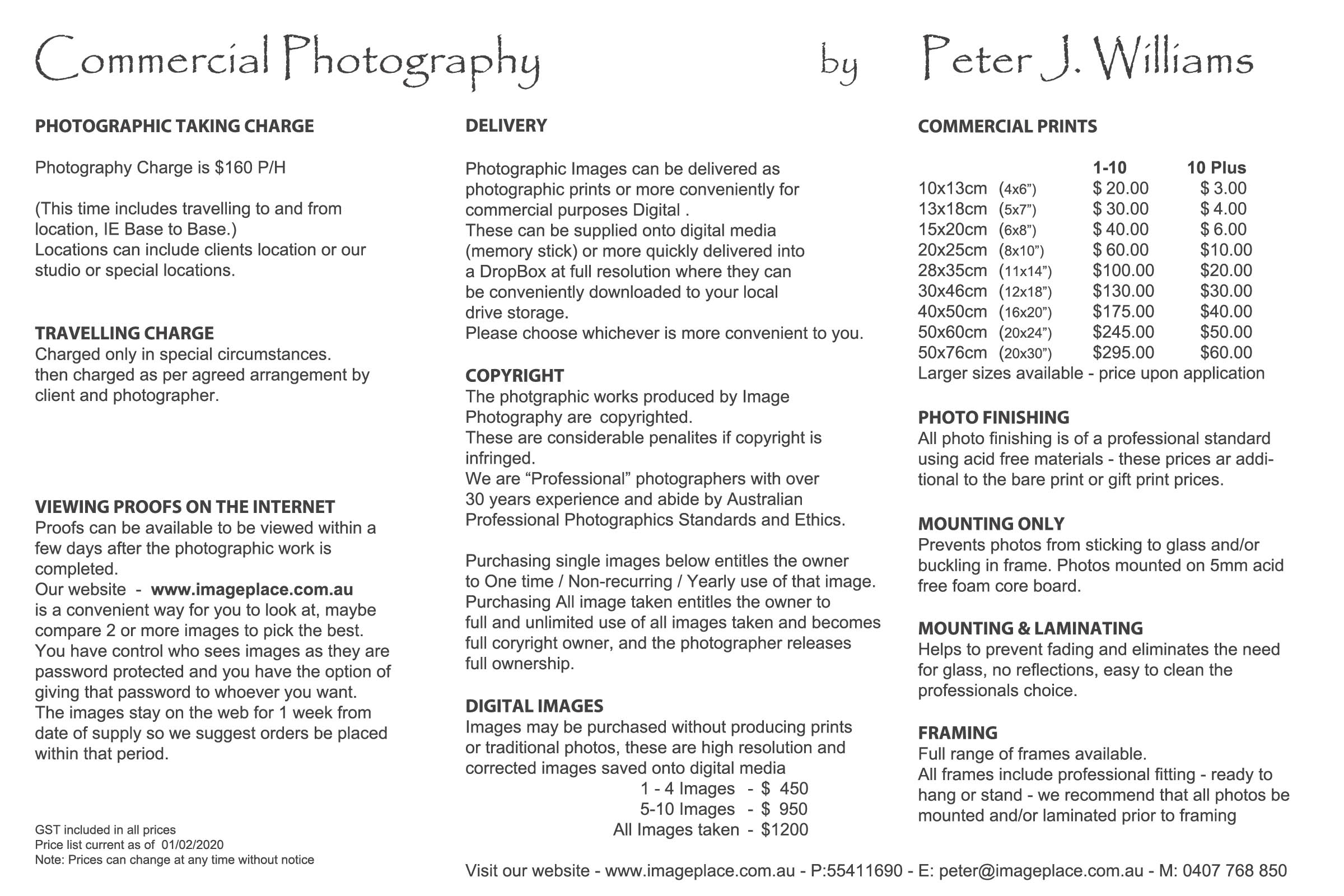 QR CODE / PRICES - www.imageplace.com.au